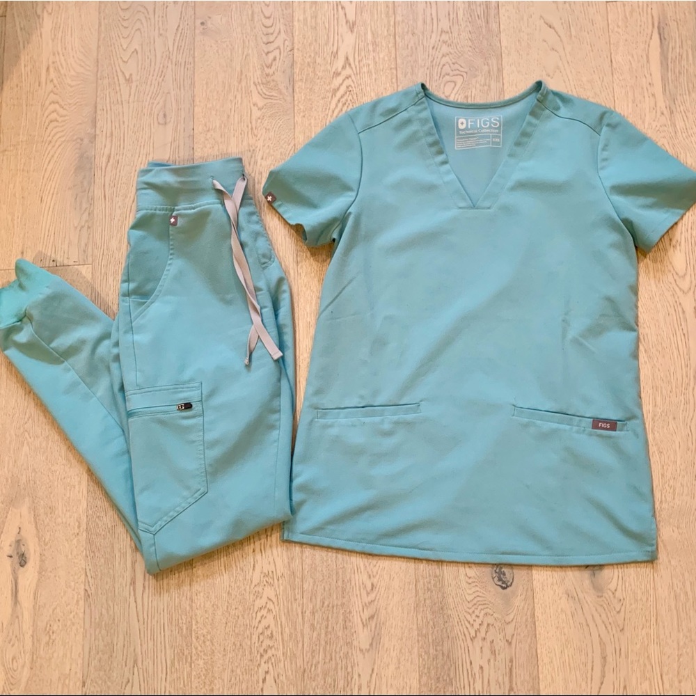 Figs Scrubs Sea Glass Zamora Xxs Tall & Casma Xxs - Gem